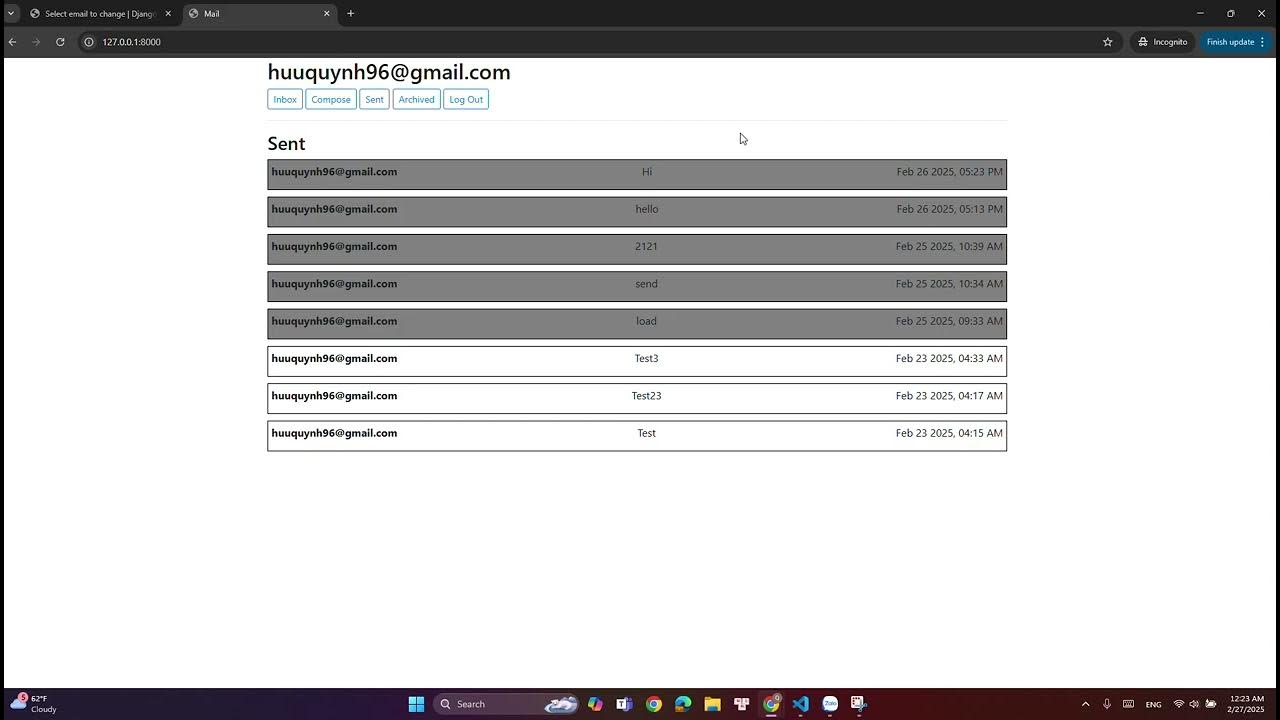 CS50’s Web: PROJECT 3 - Mail - YouTube
