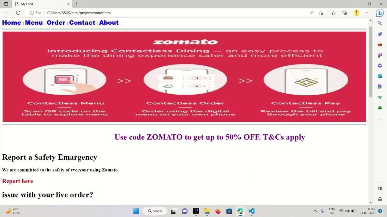 Zomato Contract Page || HTML Contract Page || Without CSS - YouTube