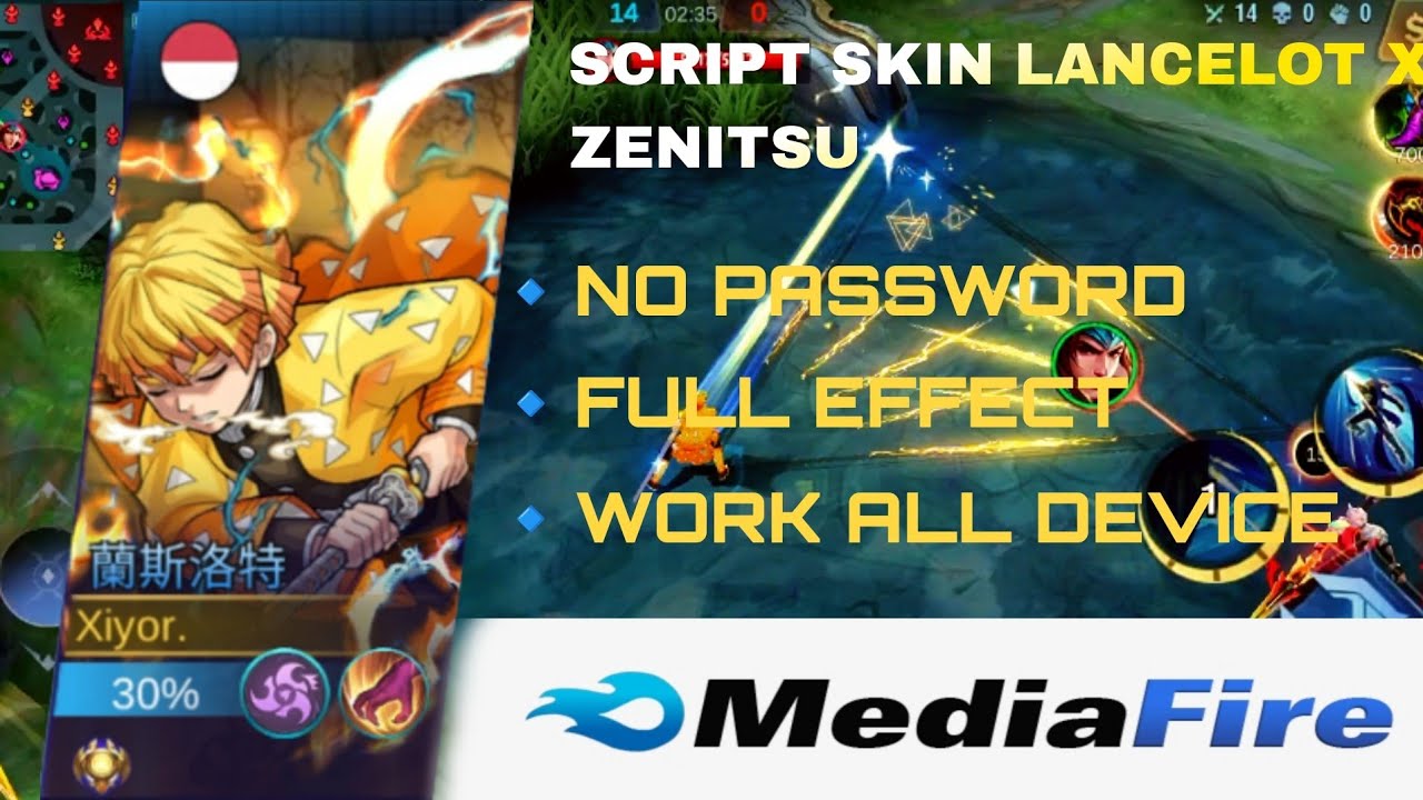 SCRIPT SKIN LANCELOT X ZENITSU || NO PASSWORD || FULL EFFECT - YouTube