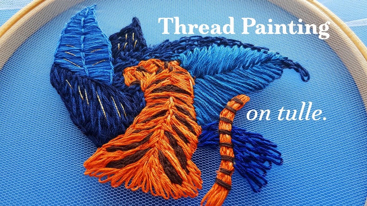 How to Embroider a Tiger on Tulle (From drawing to embroidery) - YouTube