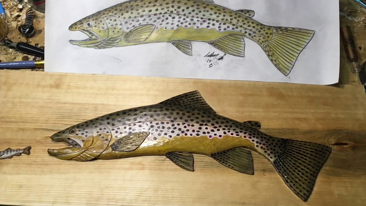 Brown Trout Carving - YouTube