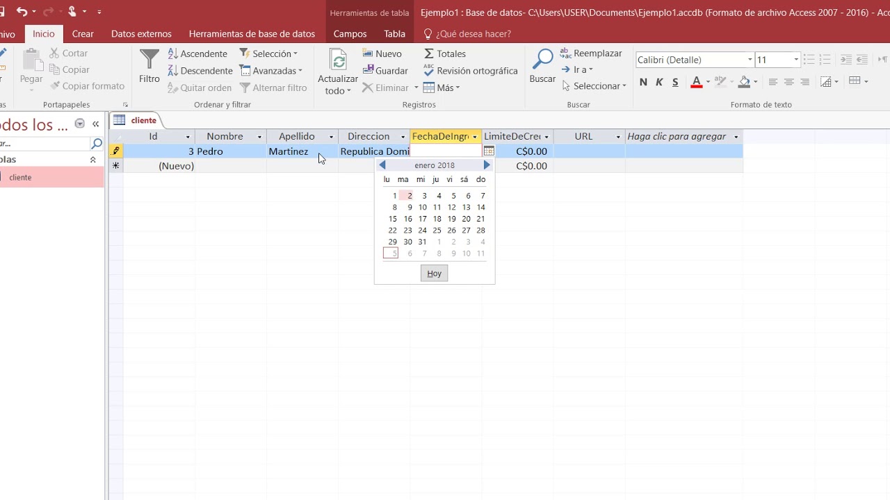 editar una tabla e ingresar datos en Microsoft Access 2016 - YouTube