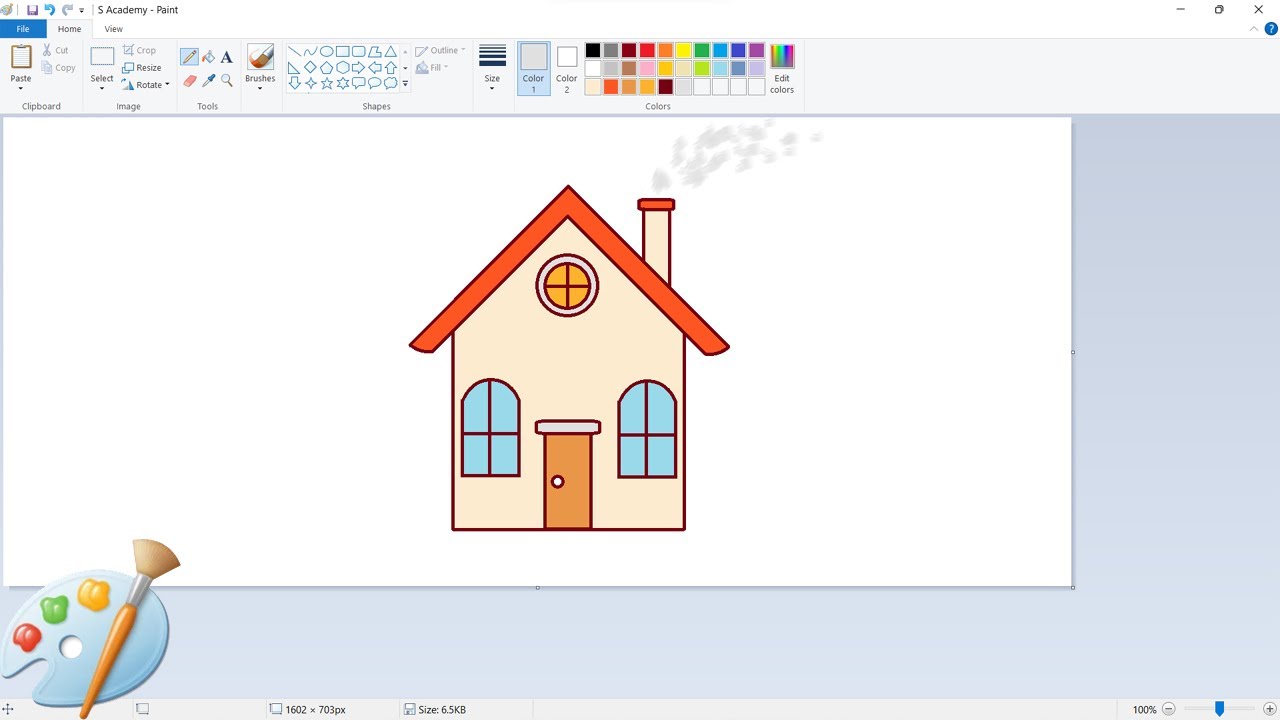 Draw A House in MS Paint | Ms Paint | Easy step | - YouTube