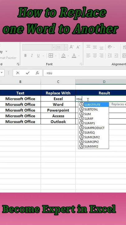 How To Replace One Word To Another In Excel Trending Viral Excel Excelshorts Exceltips