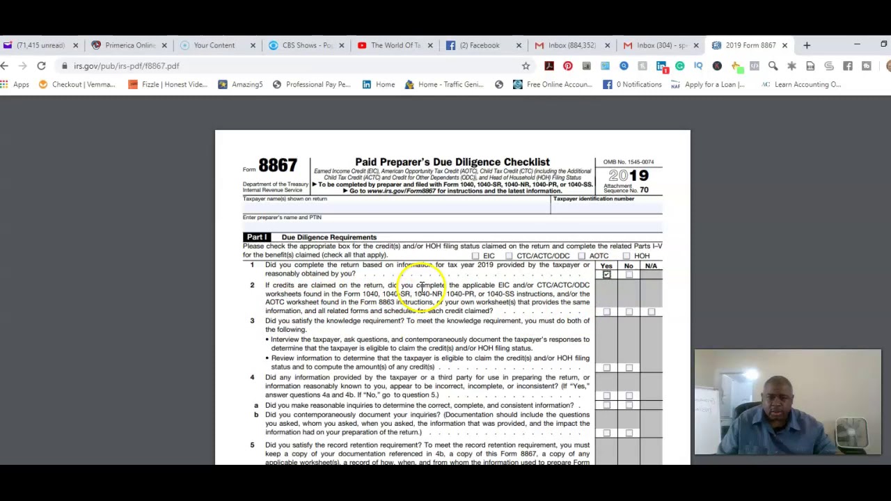 Paid Preparer s Due Diligence Checklist Form 8867 YouTube Paid Preparer s Due Diligence Checklist Form 8867 YouTube