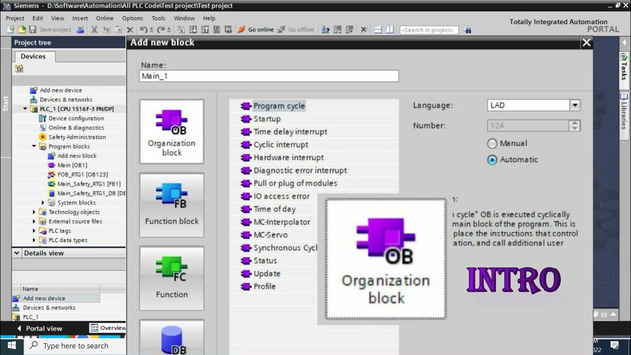 TIA PORTAL: Introduction Organization Blocks(OBs) | TIA Lesson - 03 - YouTube