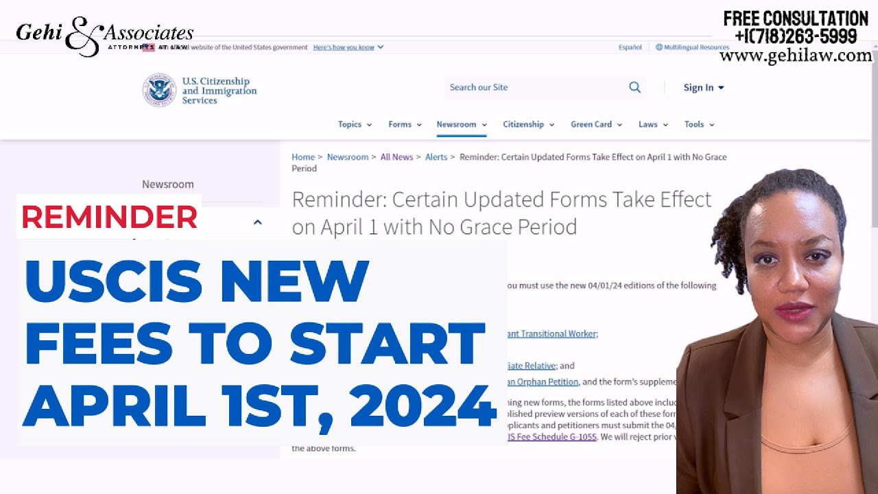 A reminder that USCIS's new fee rule will commence on April 1st, 2024 ...