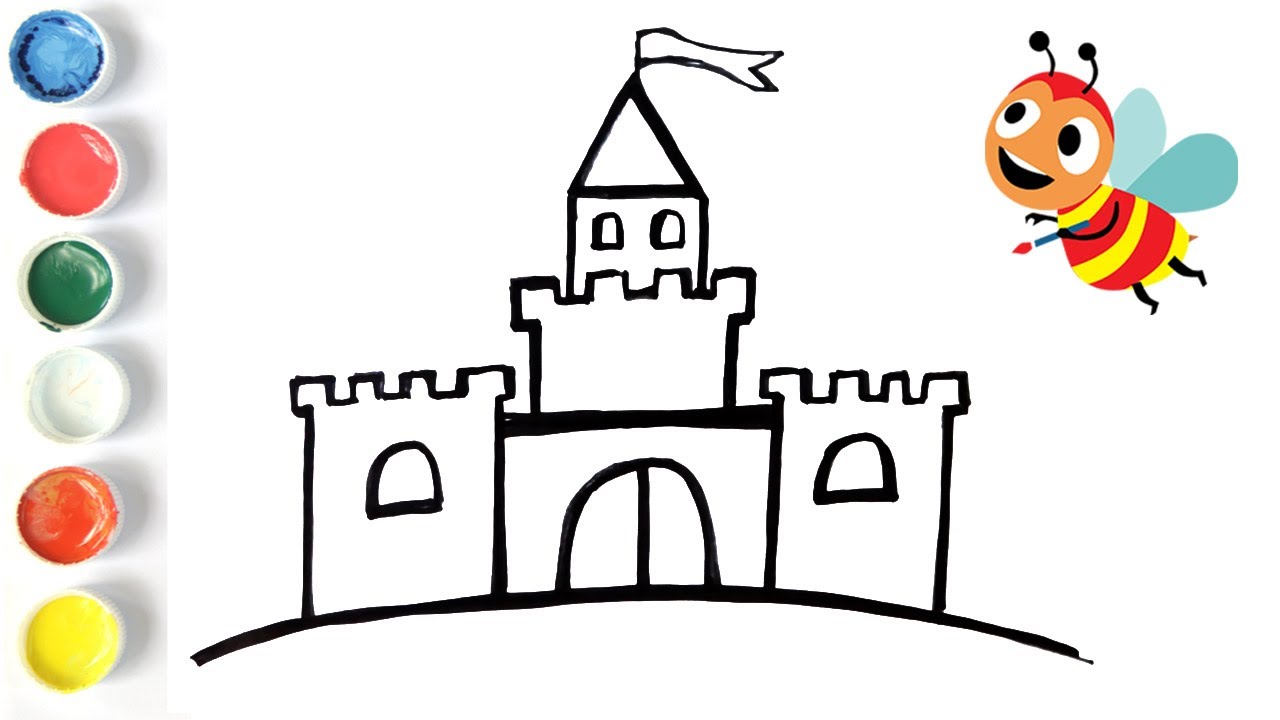 Easy Drawing for Kids | How to Draw and Paint Castle - YouTube