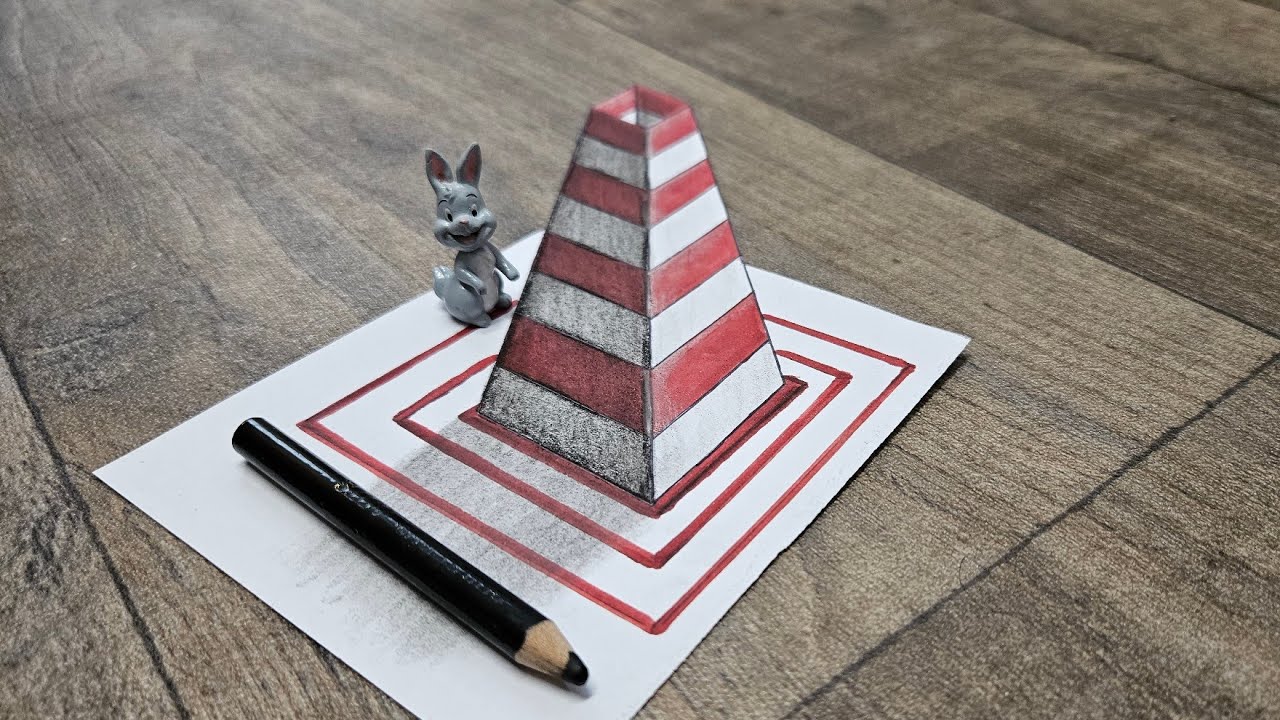 How to draw simple 3d art pencil shading easy on paper,cone - YouTube
