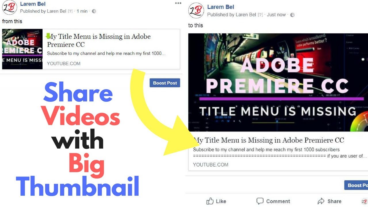 Share YouTube video with Big Thumbnail in Facebook - YouTube