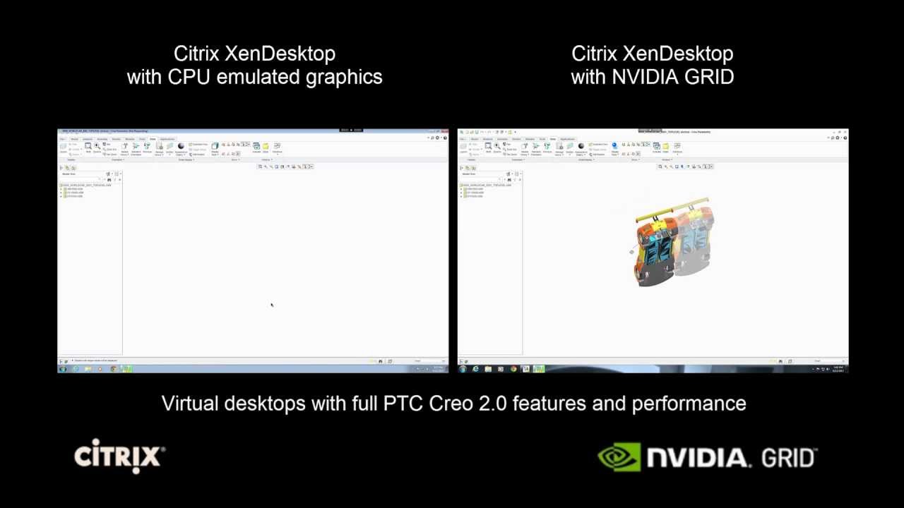 XenDesktop PTC Creo 2.0 CPU Only vs NVIDIA GRID K2 - YouTube