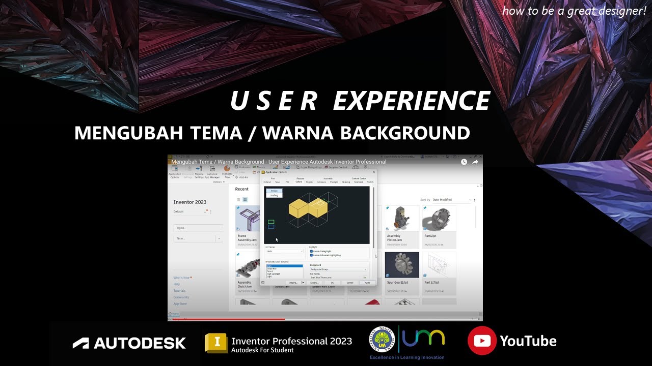 Mengubah Tema / Warna Background - User Experience Autodesk Inventor ...