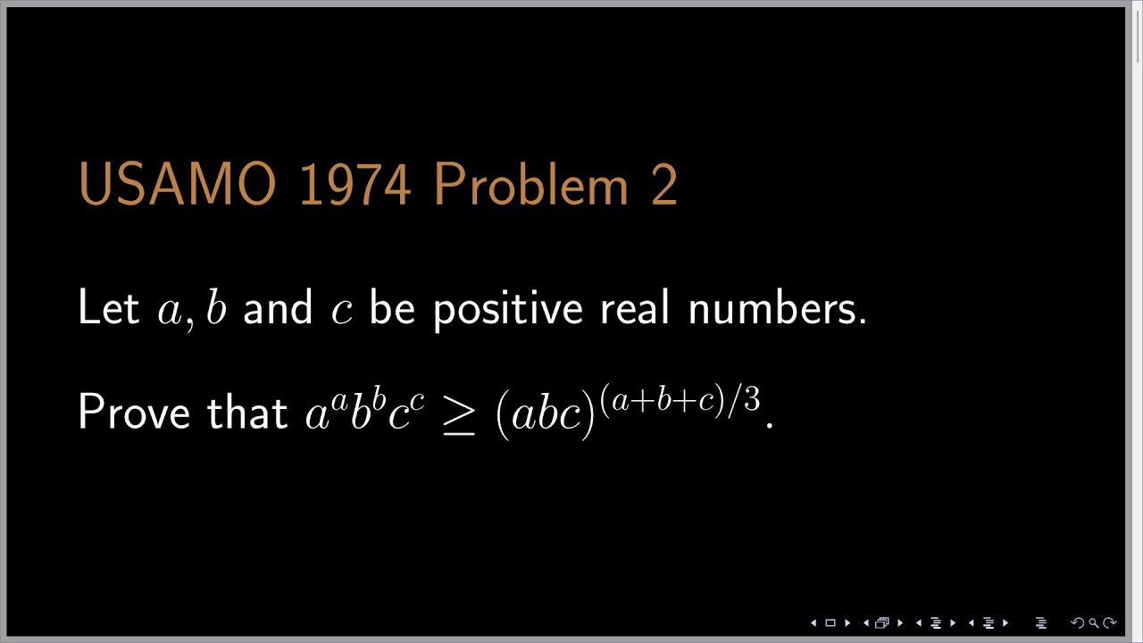 USAMO 1974 Problem 2: A cute inequality with a cuter solution - YouTube