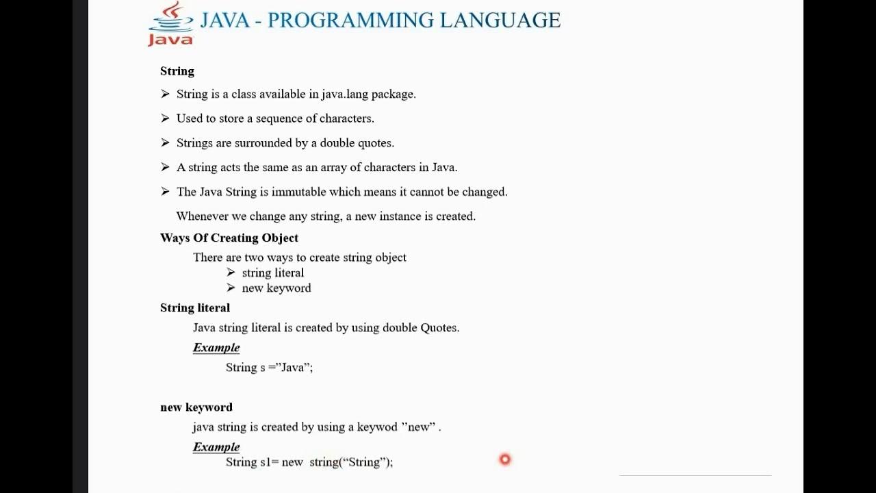 Part 13: String | Java-Programming language | For beginners in Tamil. - YouTube