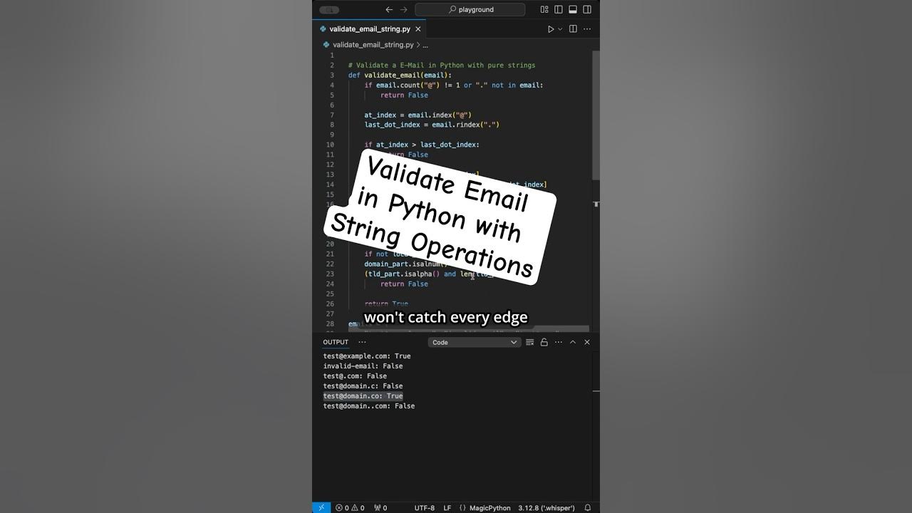 Validate Email in Python with String Operations! #python #coding #programming - YouTube