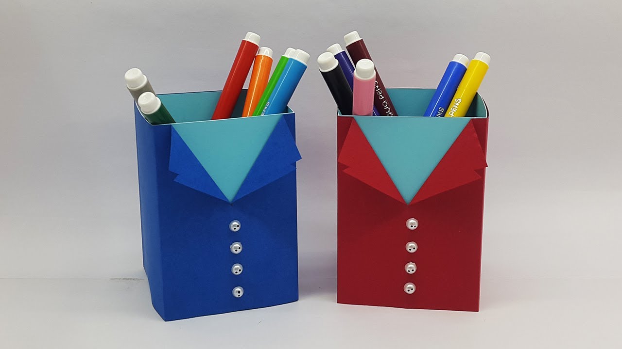 How to Make a Easy Paper Pen Holder | DIY Simple Paper Craft for Father ...