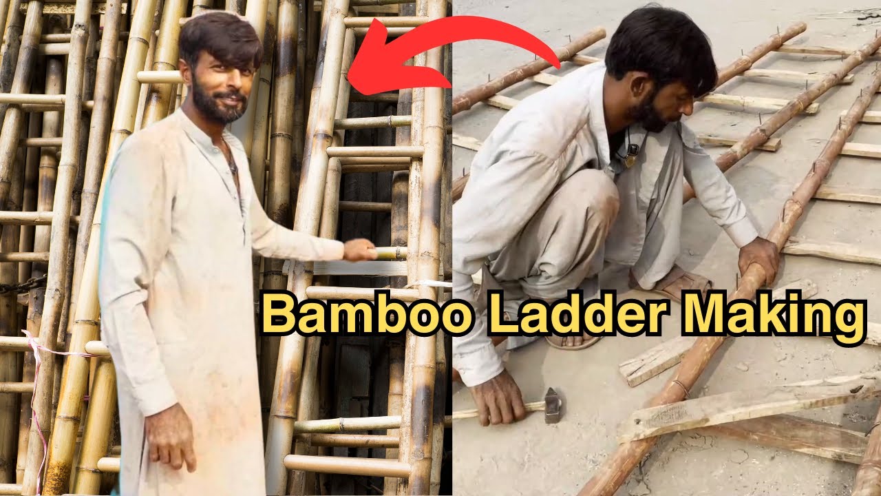 Most interesting process of making Bamboo Ladder | Making Bamboo Stairs ...