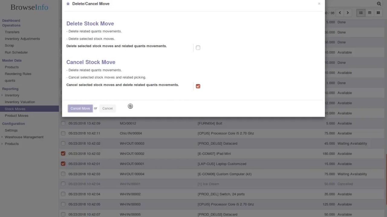 How to Do Reset Stock Move/Picking (Cancel/Reverse/Delete) | Odoo Apps Features #odoo #stock # ...
