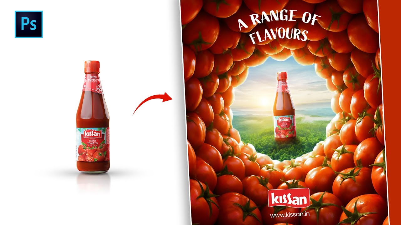 🍅 INSANE Product Ad Design! | Tomato Tunnel Effect in Photoshop (VIRAL ...