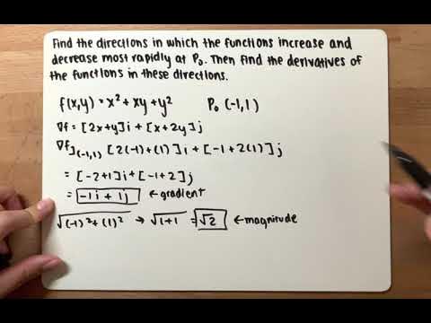 Calc 3 Ch.14 Find Directions in which Functions Increase/Decrease Most ...