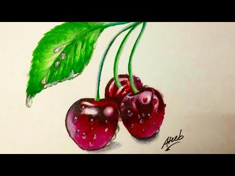 Realistic cherry still life painting - YouTube