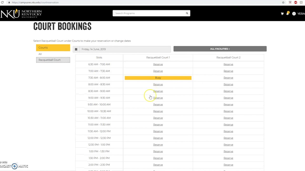 How to make a Racquetball Court Reservation - YouTube