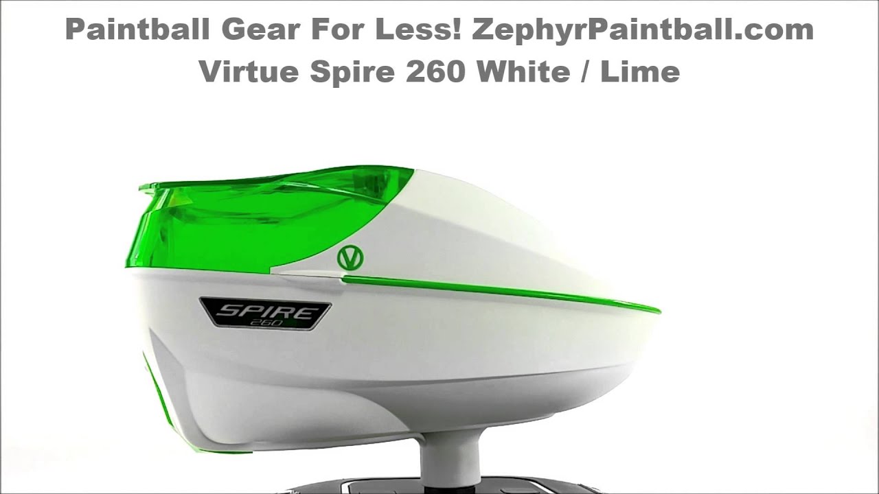 Virtue Spire 260 Paintball Loader White Lime ZephyrPaintball.com 360 ...