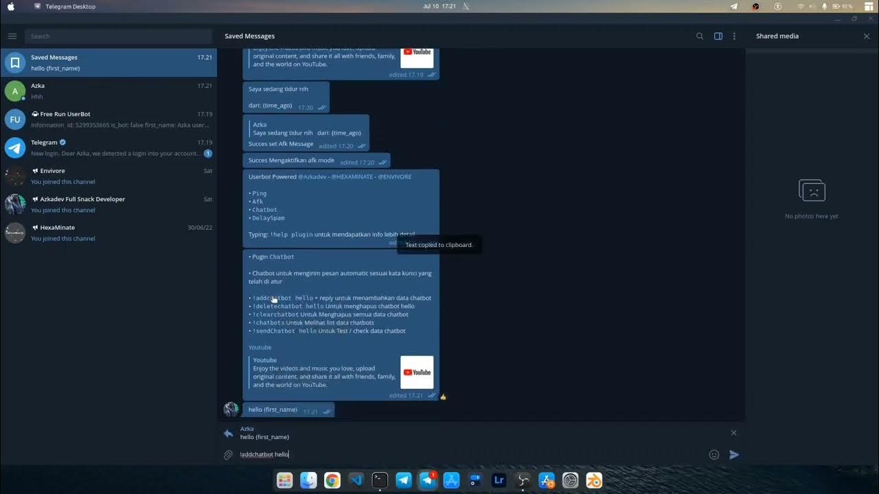 Cara bikin akun userbot telegram gratis tanpa deploy server / vps - YouTube