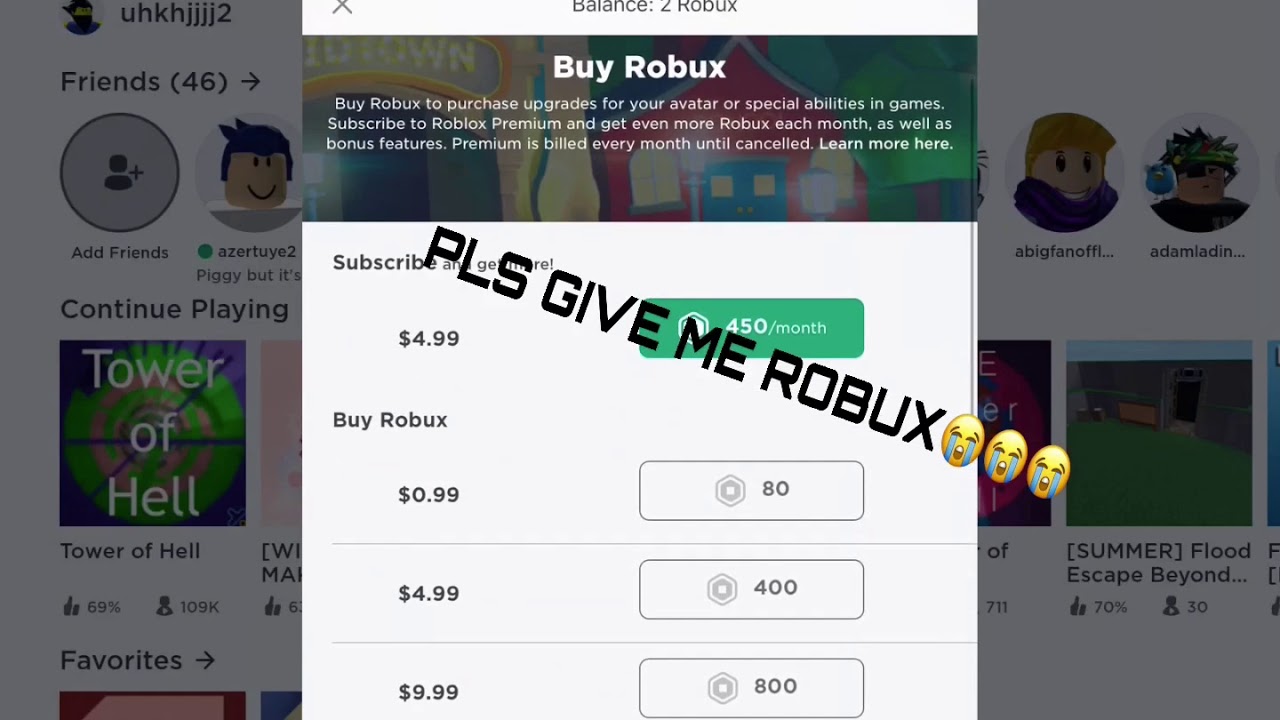 PLS ROBUX😔😔😔😔🥺🥺🥺🥺 - YouTube