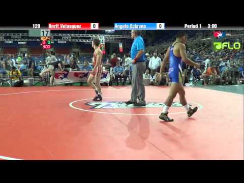 Junior 120 - Brett Velasquez (Nebraska) vs. Angelo Eclavea (Virginia ...
