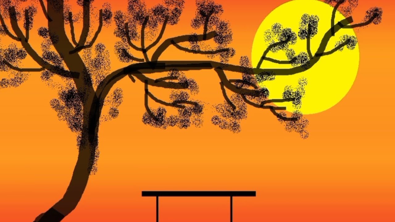 MS Paint Drawing a Morning Nature Scene | Easy Nature Art in MS Paint ...
