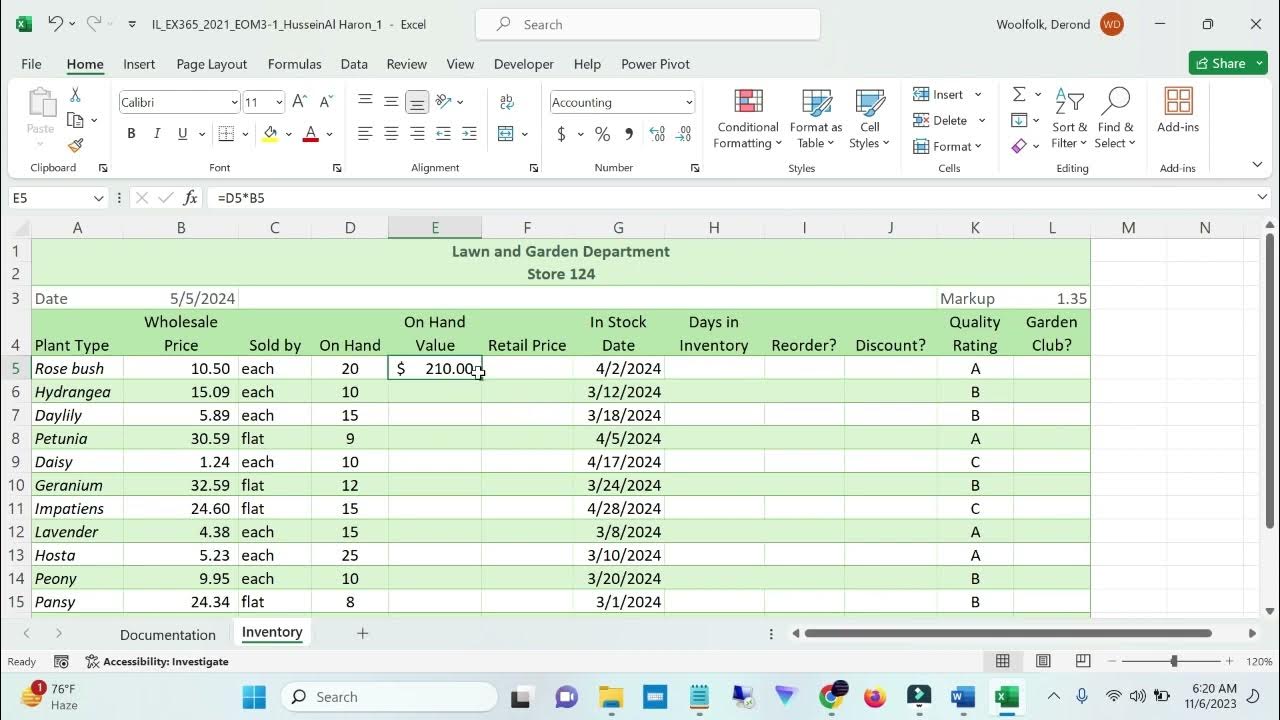 Excel 365/2021 | Module 3: End of Module Project 1 | Hargrove Home ...