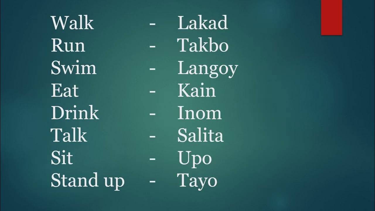 How To Speak TAGALOG VERB-Action words - YouTube