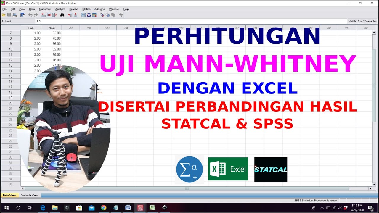 Perhitungan Uji Mann Whitney dengan Excel, STATCAL dan SPSS - YouTube