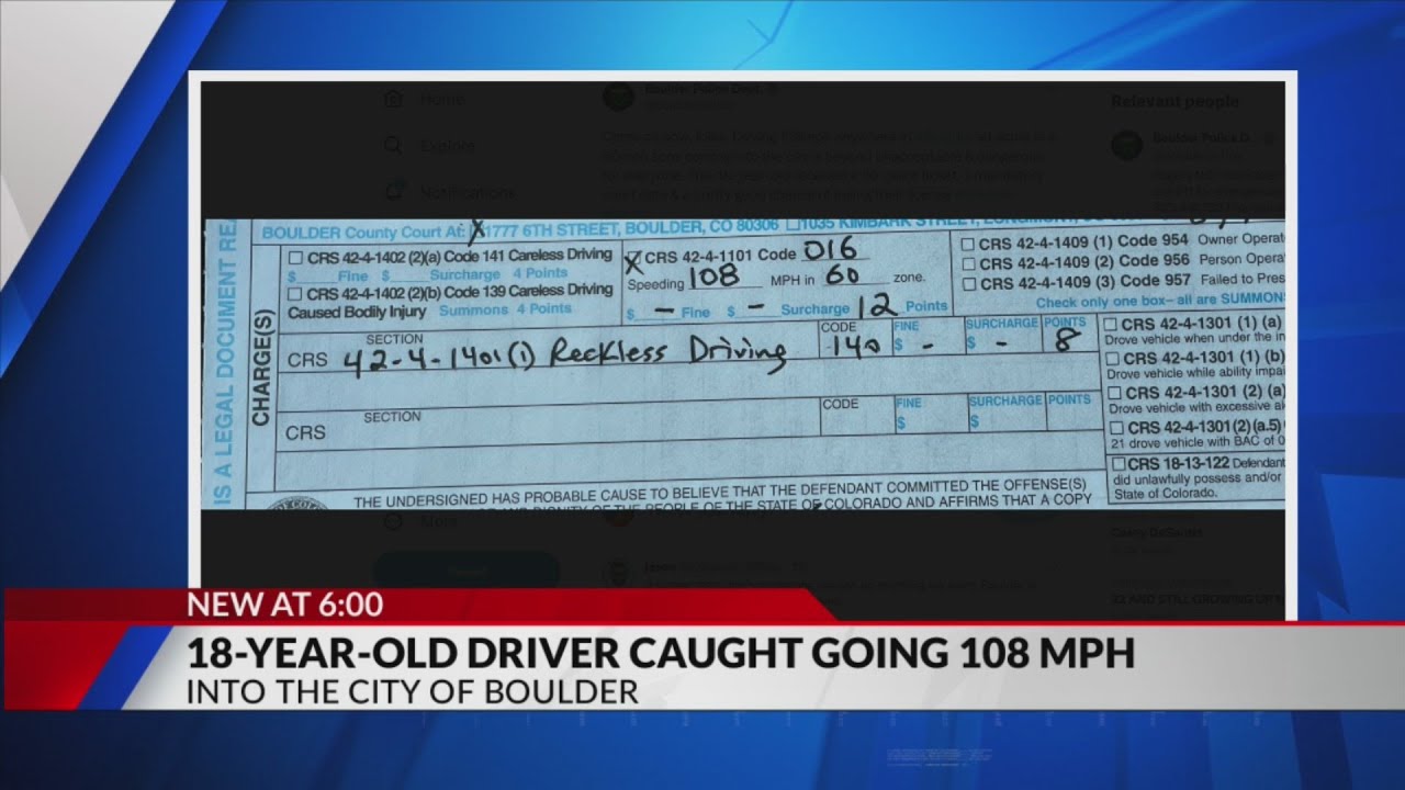 Police catch 18-year-old driving 108 mph near Boulder - YouTube