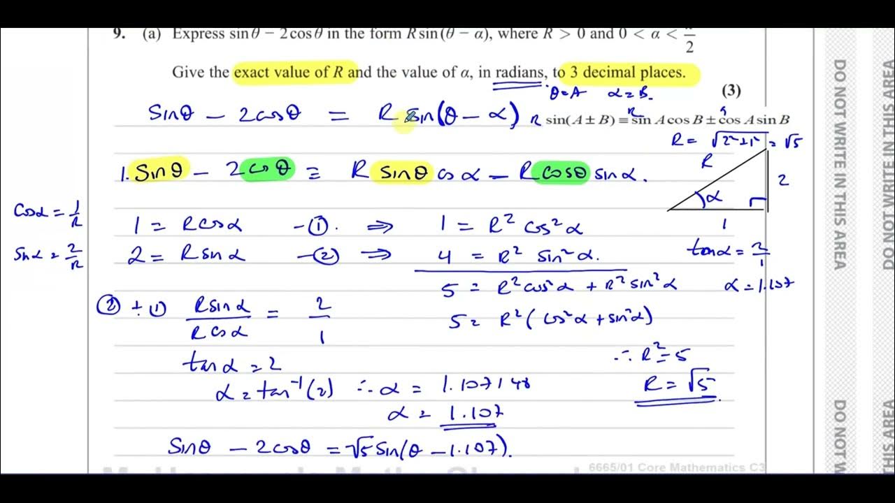 [P3] C3, (GCE), 6665/01, June 2018, Q9, Trigonometric Identities ...