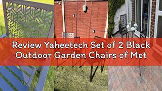 Review Yaheetech Set of 2 Black Outdoor Garden Chairs of Metal Frame 136KG Weight Capacity, Stackabl