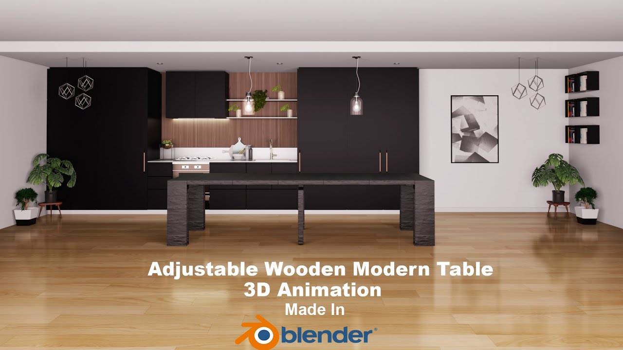 Adjustable Wooden Modern Table | Realistic 3D Animation | Blender Eevee ...