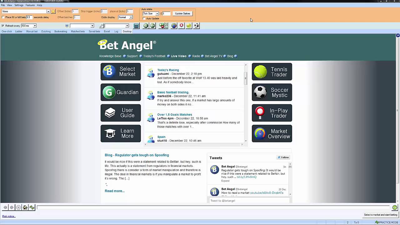 Using Bet Angel - Selecting 'Live' or 'Practice' mode - YouTube
