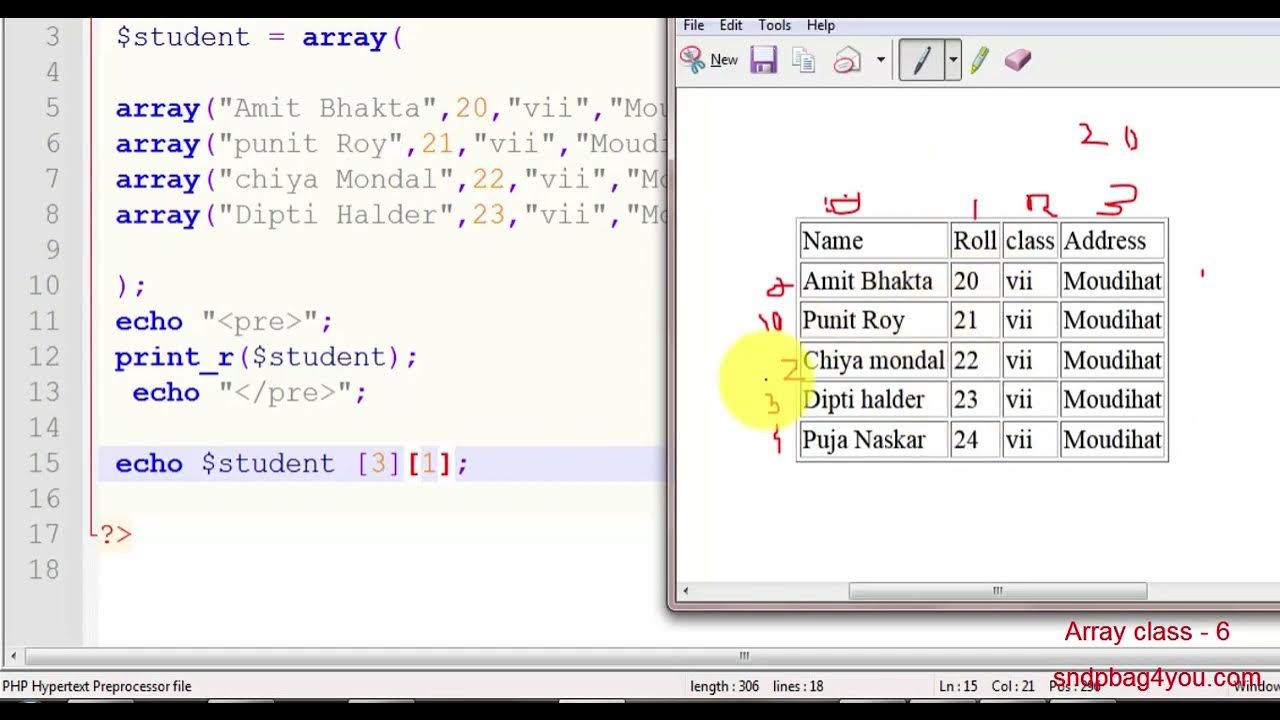 Php Programingtutorial Class Numeric Multidimensional Array In Php Youtube