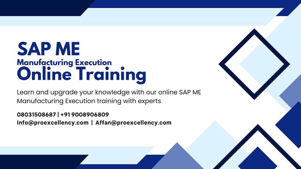 SAP Manufacturing Execution Online Training | SAP ME: Online Training ...