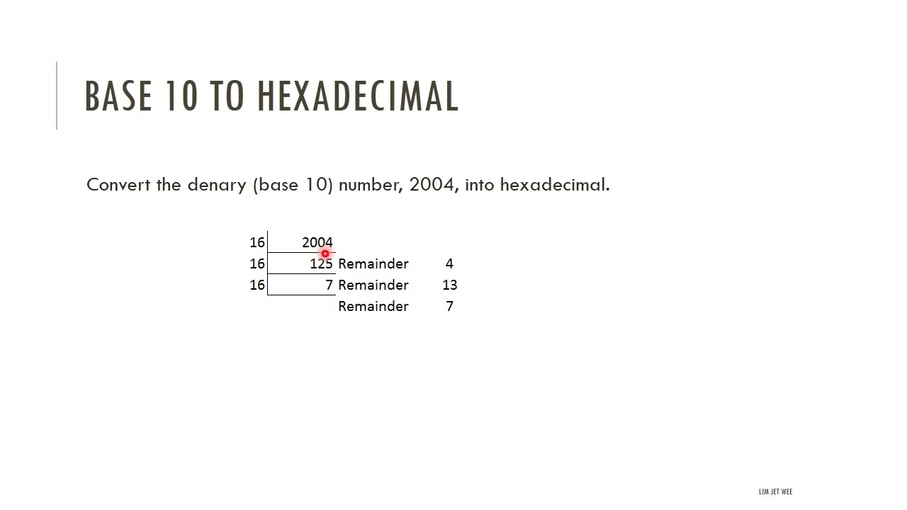 Convert Base 10 To Hexadecimal YouTube Convert Base 10 To Hexadecimal YouTube