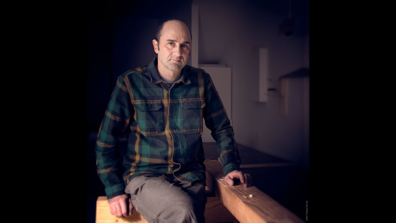 Brian Beck installing a 30' piece central to his 2017 exhibition, rot ...