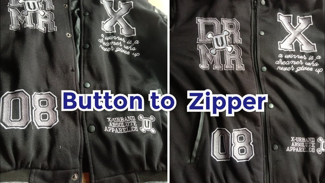 cara unik mengganti kancing menjadi resleting |to turn varsity baseball ...