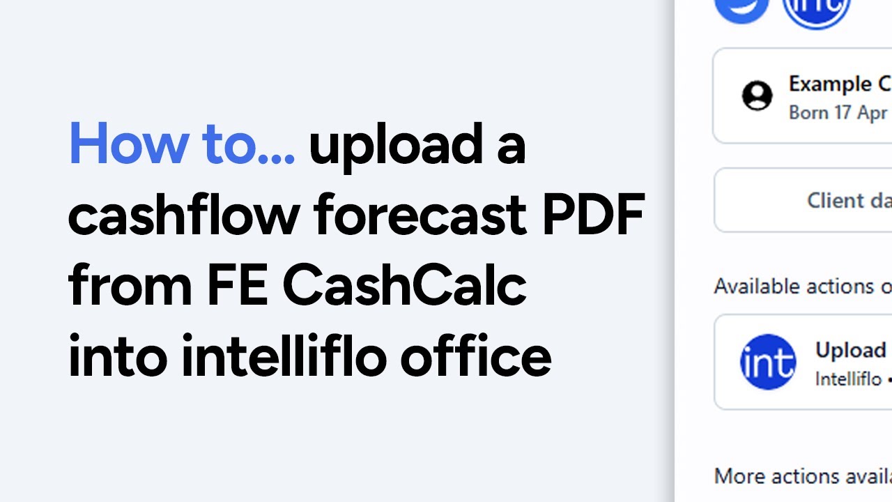 How to upload a cashflow forecast (.pdf) from FE CashCalc into ...