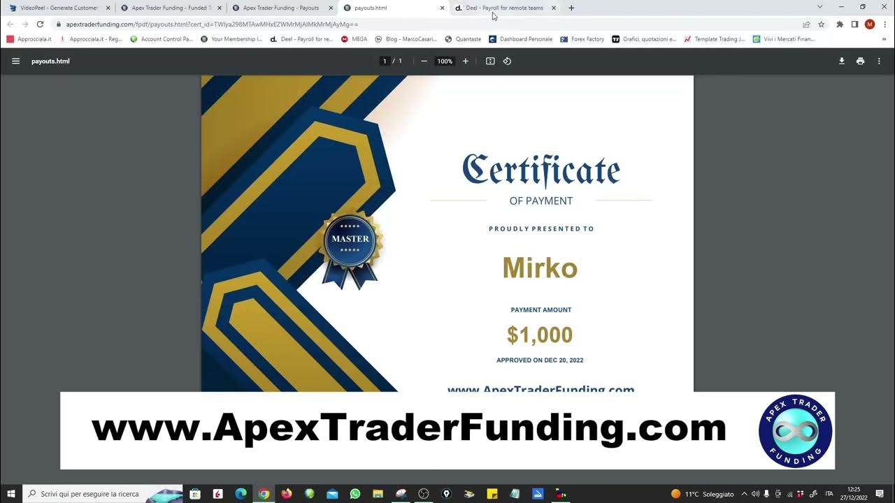 Mirko C Received A Payout From Apex Trader Funding Youtube