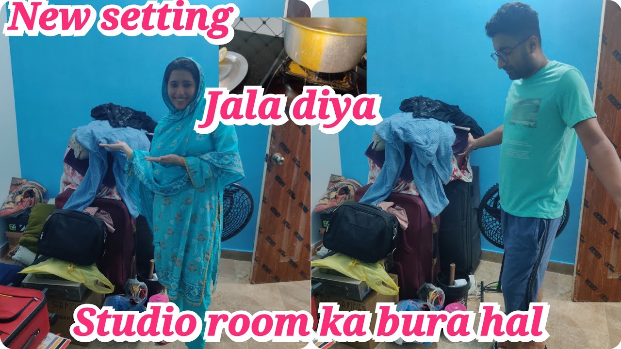 Khana jala diya || Studio room ka bura hal || Alishba Amir daily vlog ...
