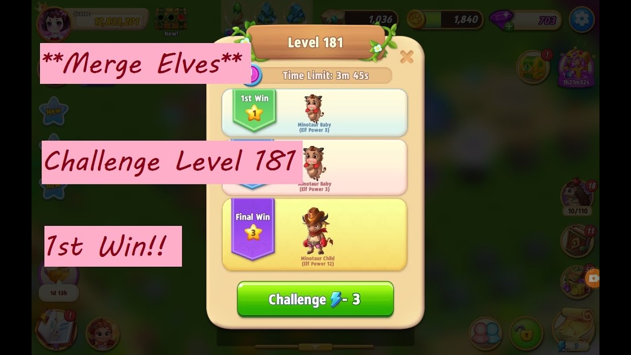 Merge Elves **Challenge Level 181** 1st Win! - YouTube
