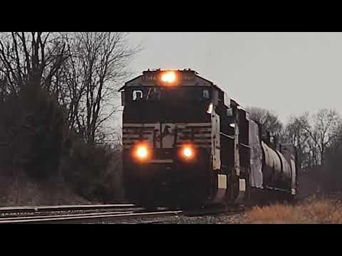 NS 8075 Leads NS 9808 Penn Central NS 1073 Mid DPU on NS 16T Passing Through in Boyce VA - YouTube