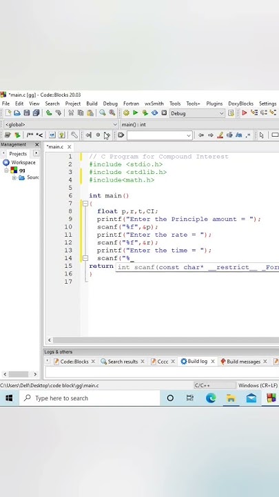 Compound interest in c language | compound interest #program #code # ...